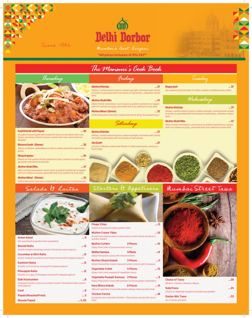 Menu (English) - Delhi Darbar – Mumbai’s Best Biryani